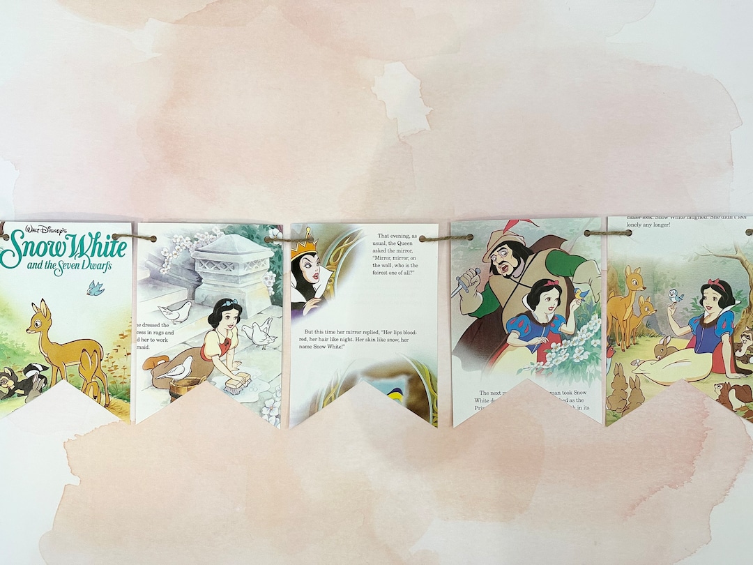 SNOW WHITE and the Seven DWARFS Story Book Page Banner Fairytale - Etsy