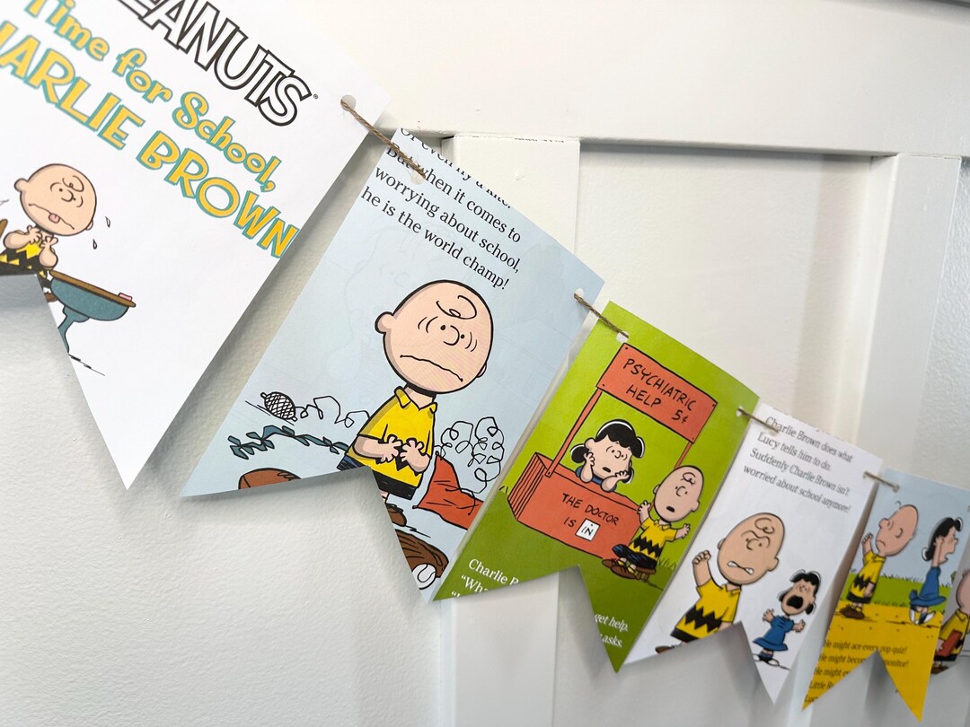 Time for School Charlie Brown Book Page Banner Birthday Party ...