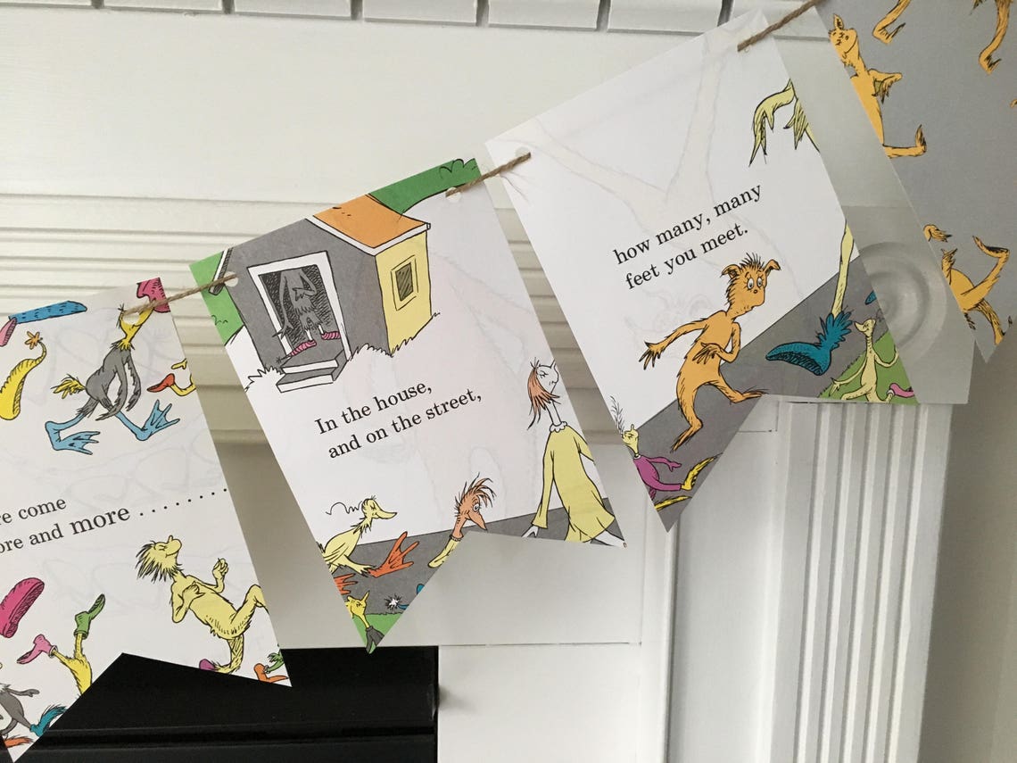 THE FOOT BOOK Book Page Banner Bunting Garland Party Decoration Dr ...