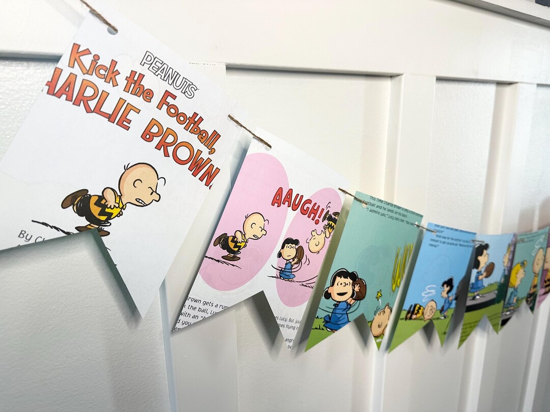 Charlie Brown Book Page Banner Birthday Party Decoration Decor Bunting ...