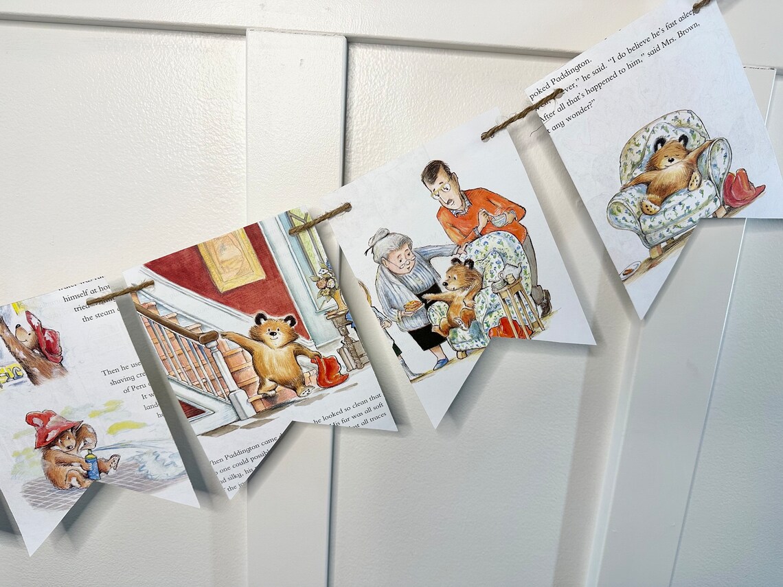 Paddington Bear Book Page Banner Birthday Party Decor Decoration Happy ...