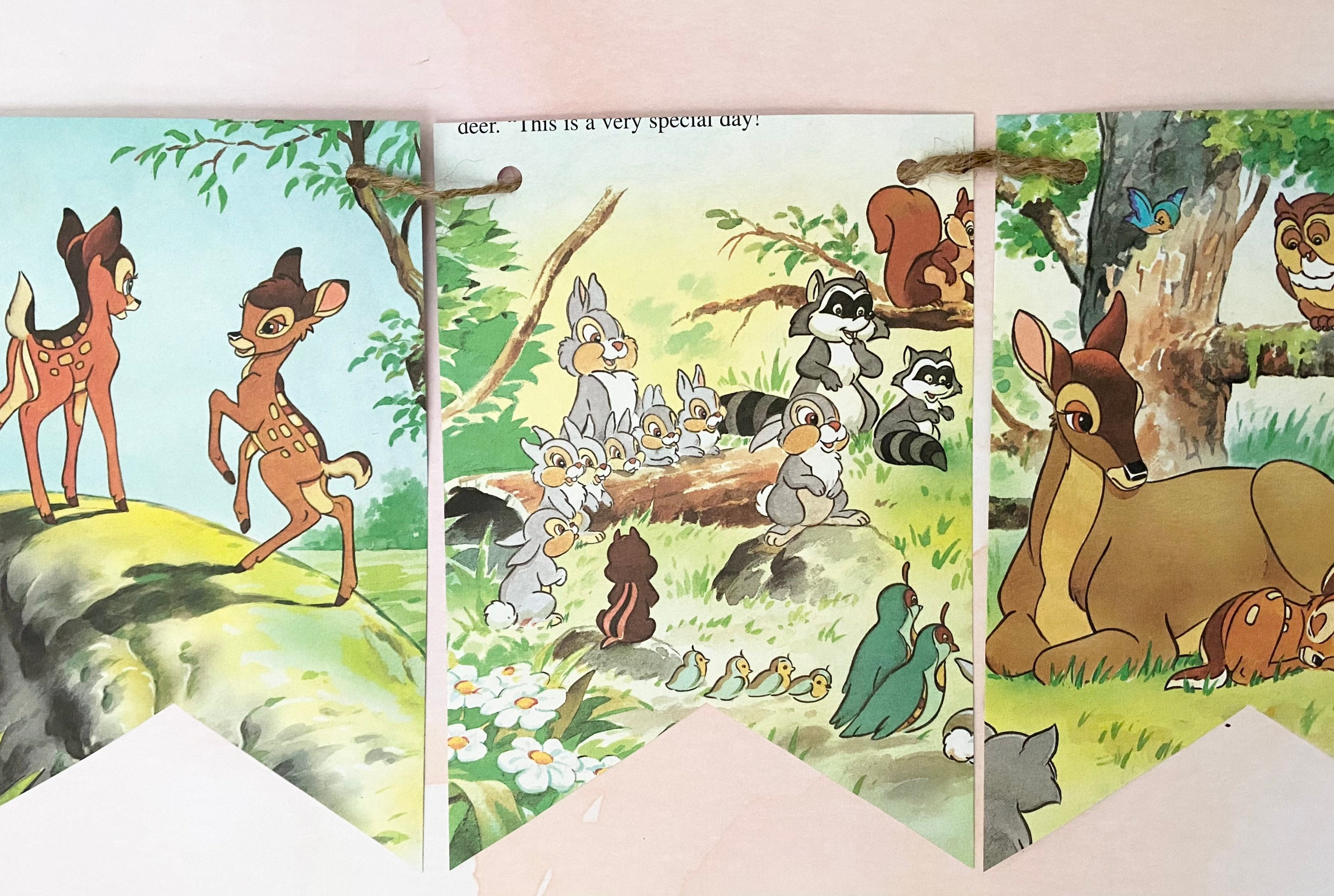BAMBI DISNEY Book Page Banner Bunting Garland Decoration Birthday Decor ...