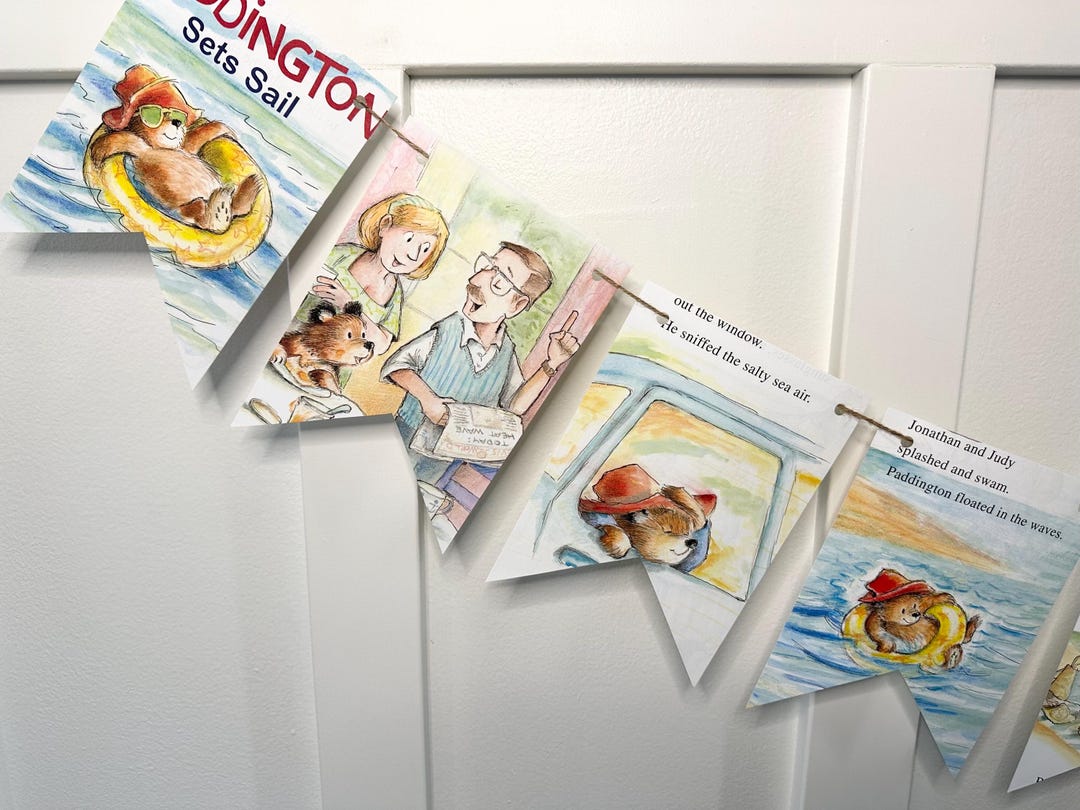Paddington Bear Sets Sail Book Page Banner Bunting Garland Birthday ...