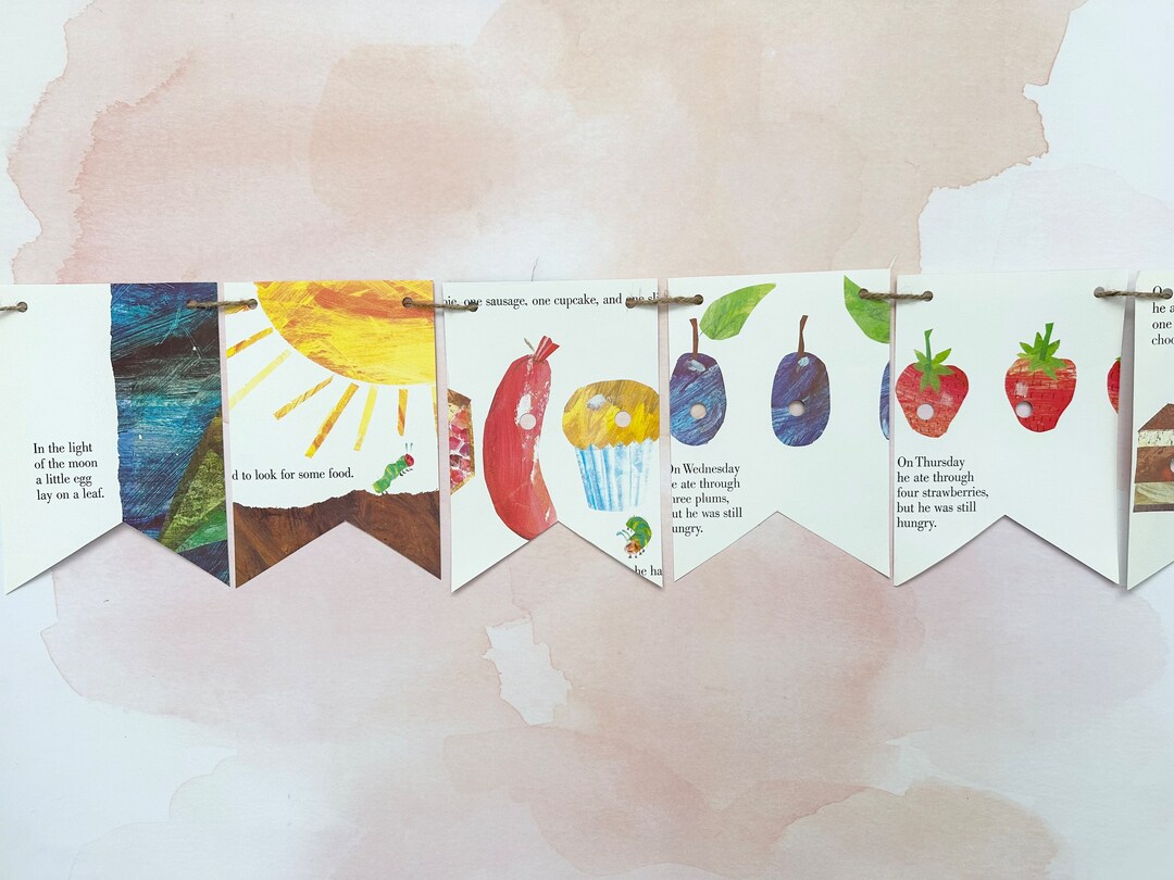 The VERY HUNGRY CATERPILLAR Book Page Banner Bunting Garland - Etsy