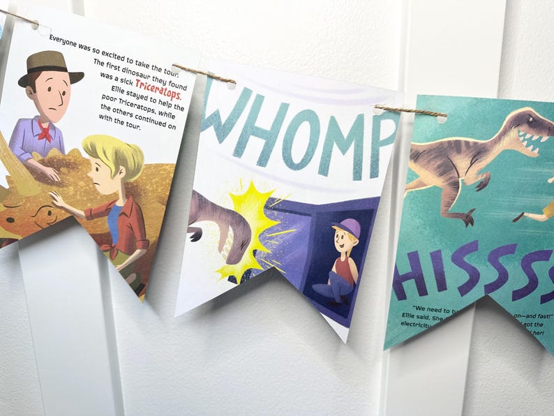 Jurassic Park Book Page Banner Decoration Birthday Party Decor Dinosaur ...