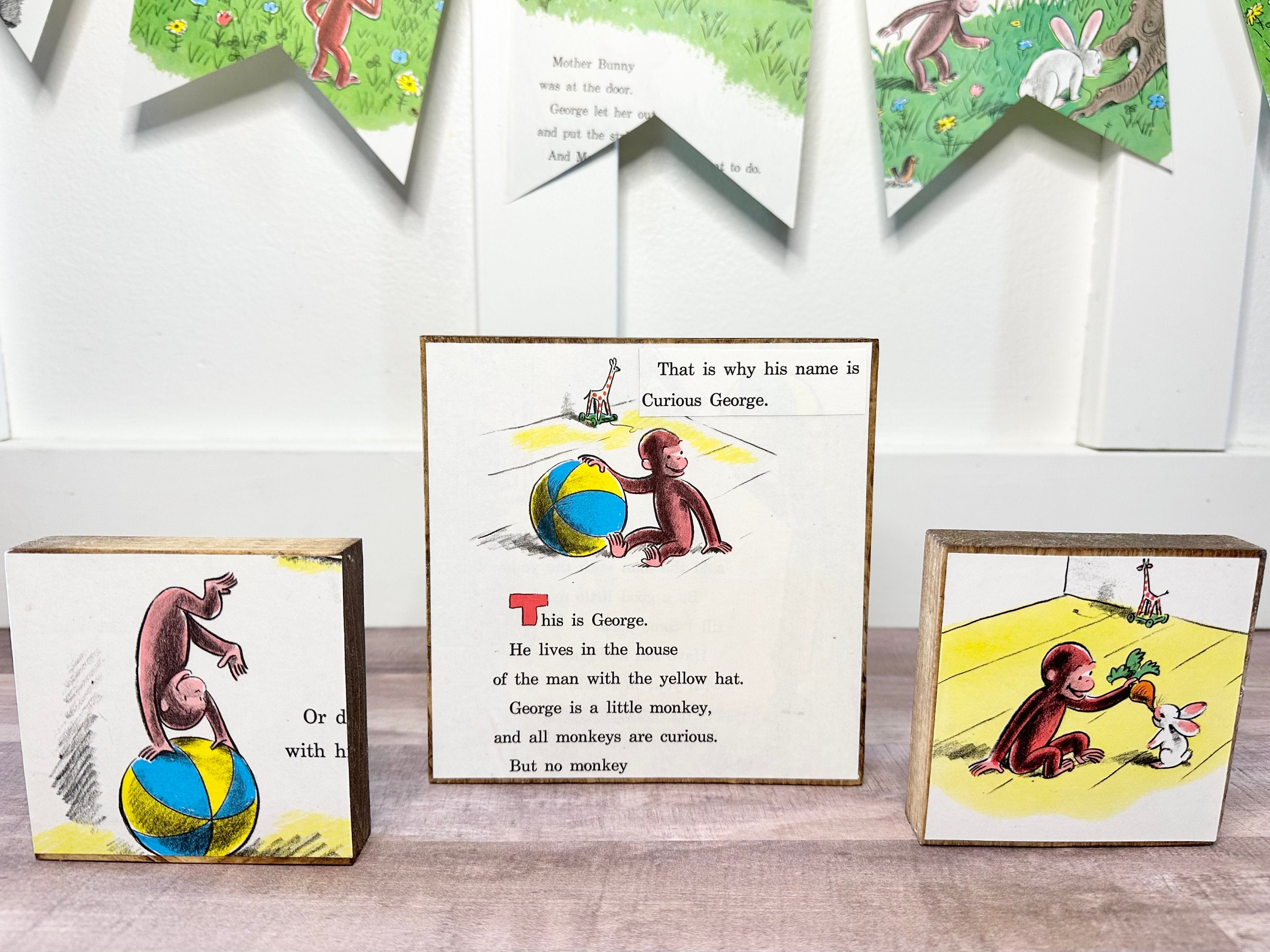CURIOUS GEORGE MONKEY Storybook Book Page Banner Garland Birthday Party ...