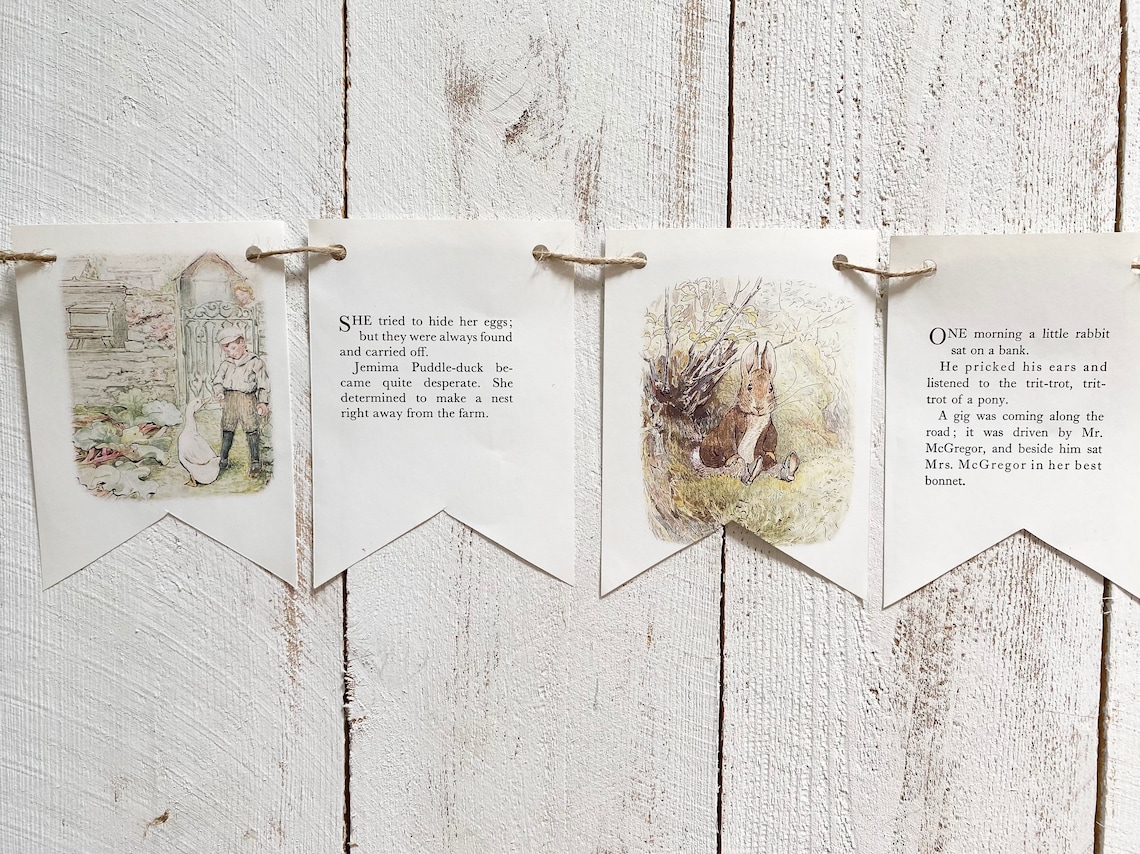 Beatrix Potter BOOK PAGE BANNER Sign Garland Peter Rabbit | Etsy