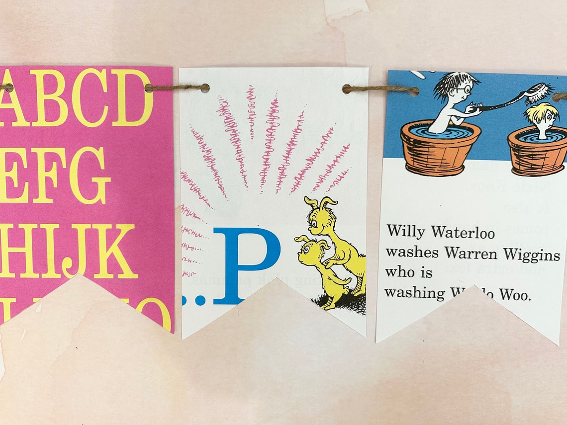 Dr Seusss ABC Book Page Banner Bunting Garland Dr Seuss Decor - Etsy