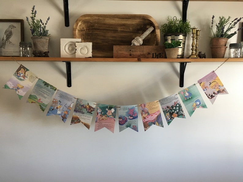 ALICE IN WONDERLAND Book Page Banner Bunting Garland | Etsy
