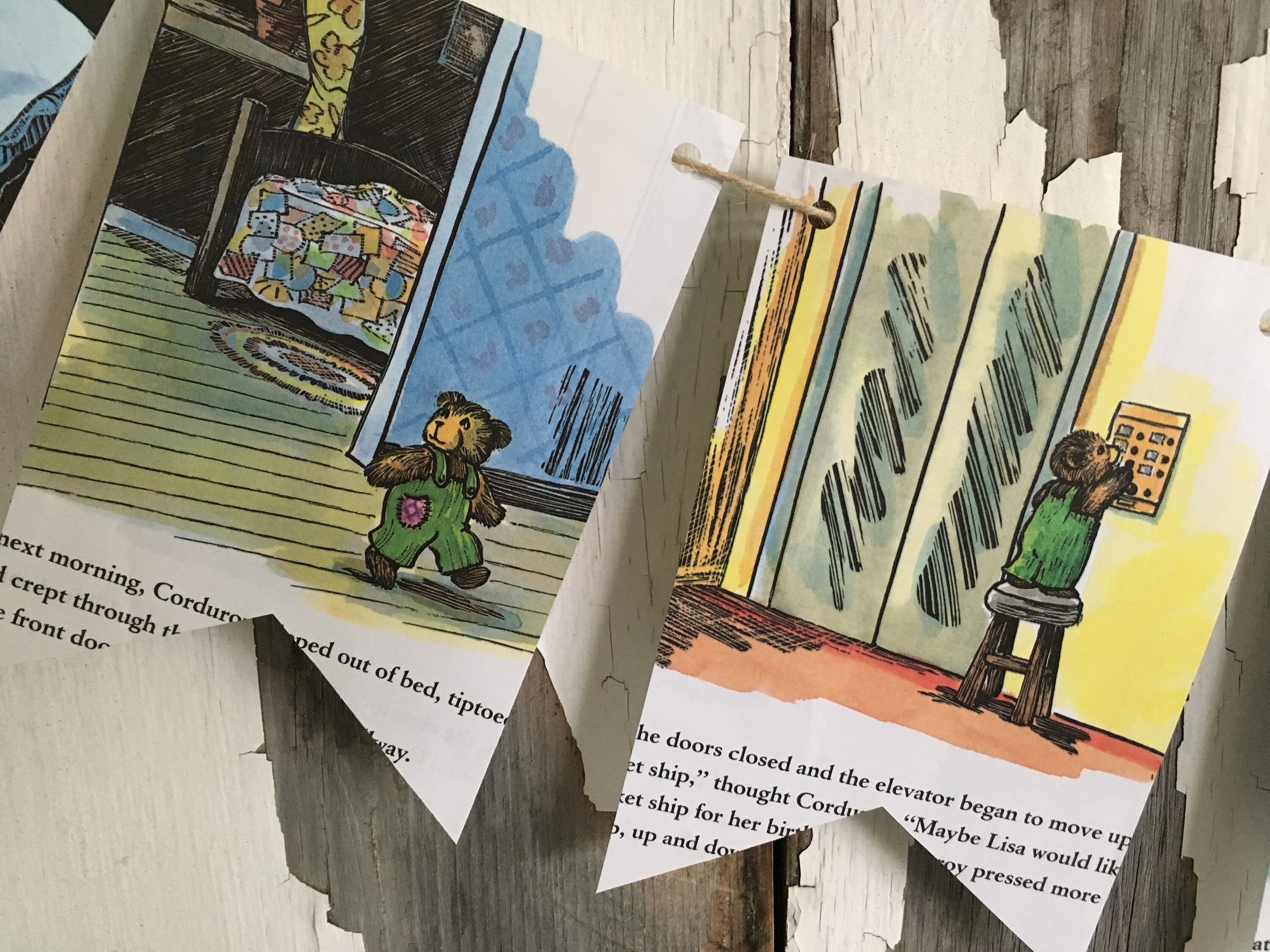 CORDUROY BEAR Book Page Banner Bunting Garland Decoration | Etsy