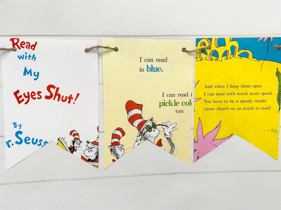 I Can Read With My Eyes Shut Book Page Banner Bunting Garland Birthday ...
