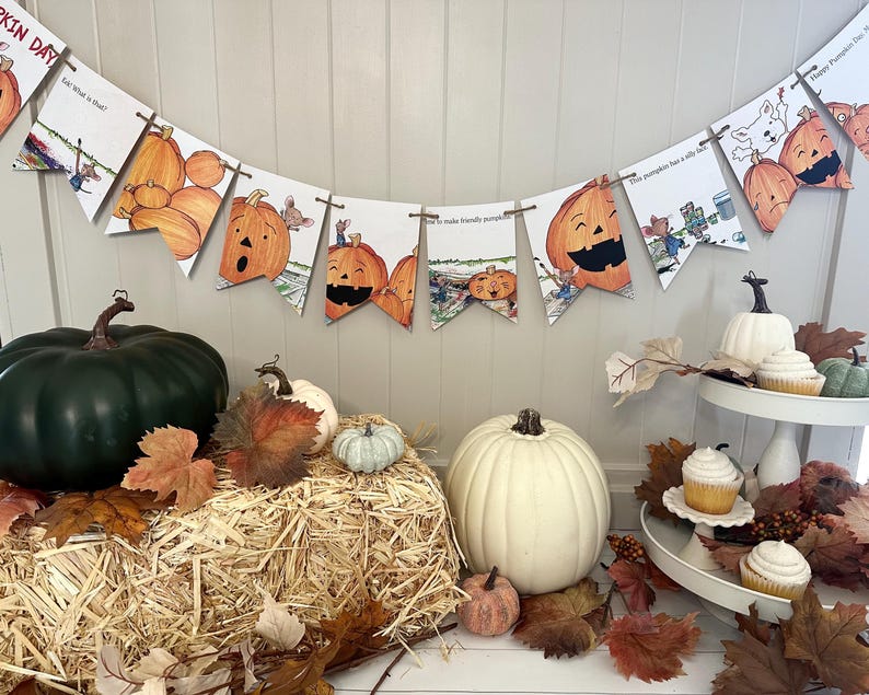 It’s Pumpkin Day Mouse Book Page Banner Fall Holiday Decor Decoration ...