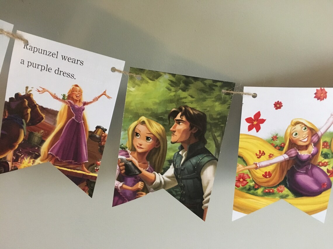 TANGLED RAPUNZEL Book Page Banner Bunting Garland Disney - Etsy