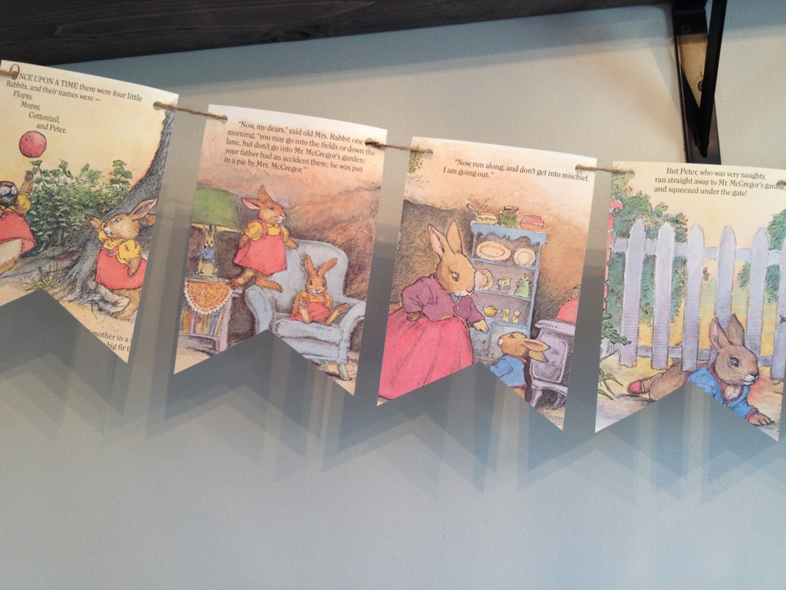 The Tale of PETER RABBIT Book Page Banner Bunting Garland - Etsy