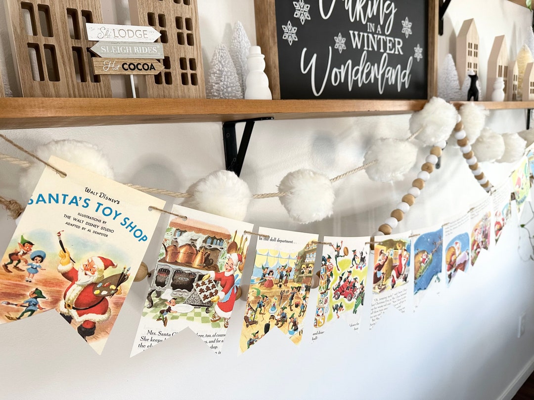 Santa's Toy Shop Book Page Banner Christmas Bunting Garland Little ...