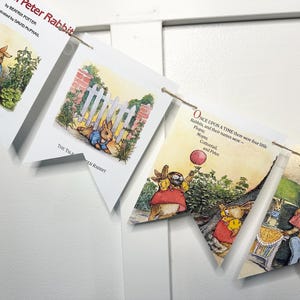 The Tale of PETER RABBIT Book Page Banner Bunting Garland Baby Shower ...