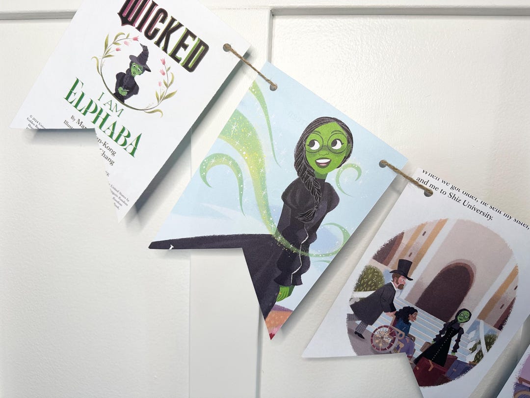 Wicked Book Page Banner Elphaba Glinda Garland Bunting Decor Decoration ...