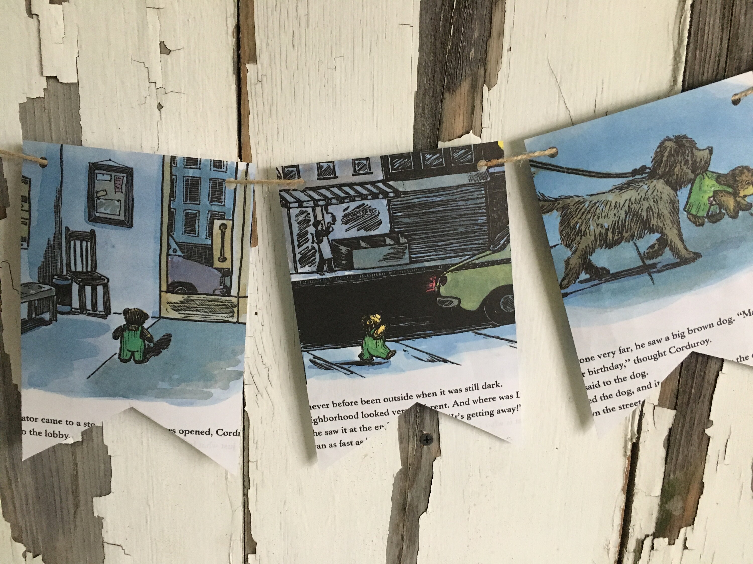 CORDUROY BEAR Book Page Banner Bunting Garland Decoration | Etsy