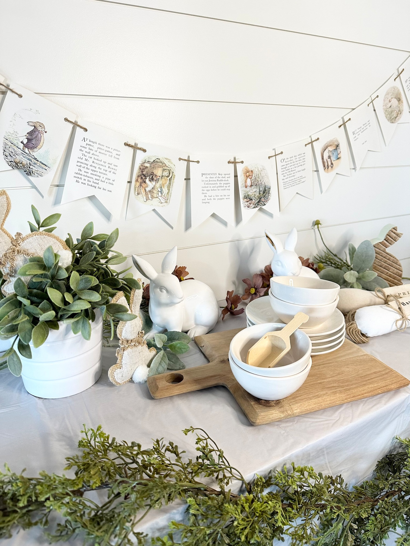 Beatrix Potter BOOK PAGE BANNER Sign Garland Peter Rabbit Jemima Puddle ...