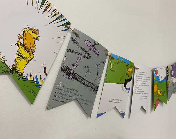 The Lorax Book Page Banner Dr. Seuss Bunting Garland Decor | Etsy