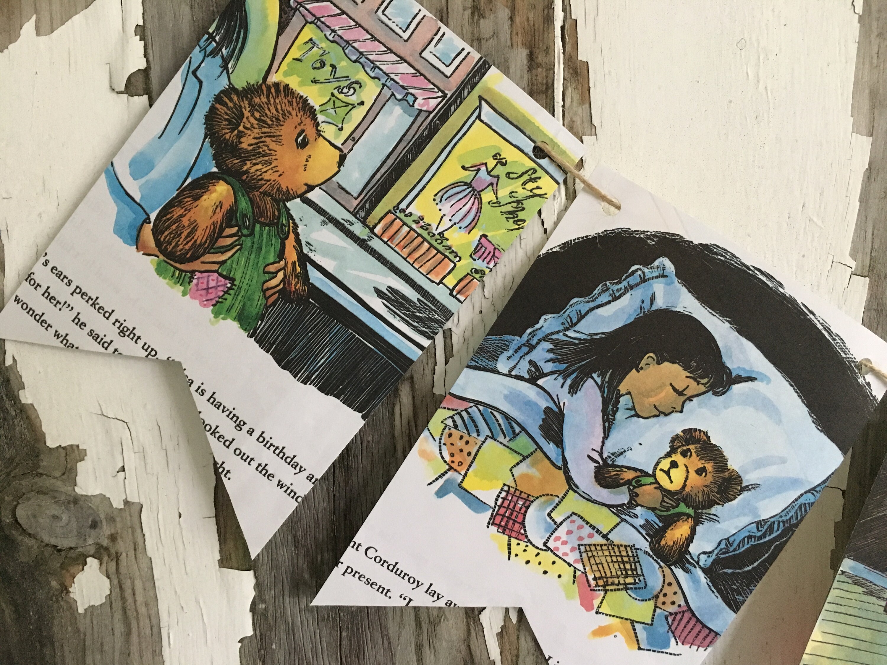 CORDUROY BEAR Book Page Banner Bunting Garland Decoration | Etsy