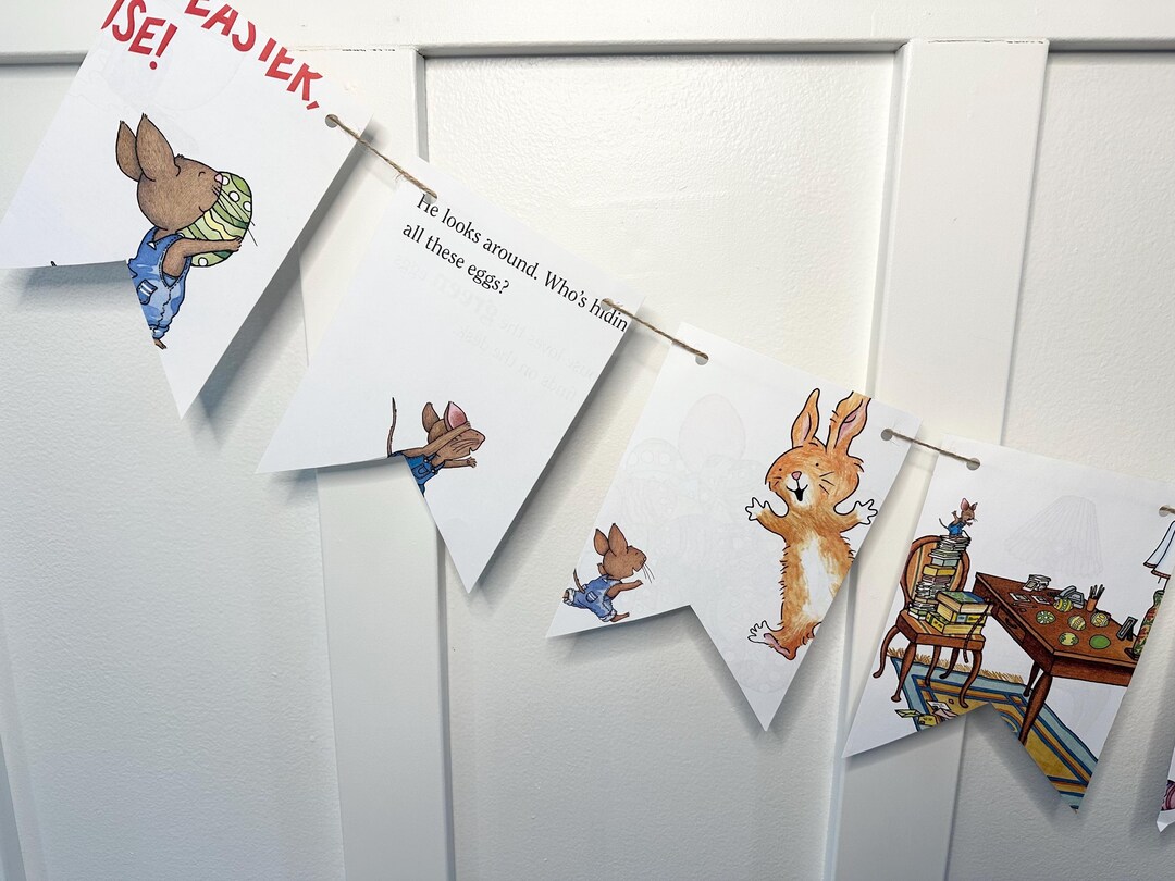 Happy Easter Mouse Book Page Banner Spring Holiday Decor Decoration ...