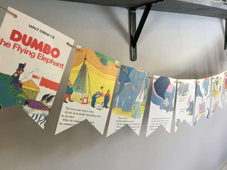 DUMBO Disney book page banner Circus elephant | Etsy