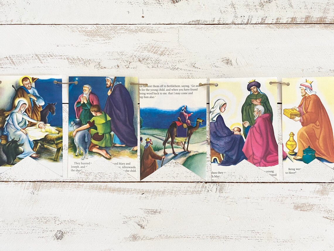 The Christmas Story Book Page Banner Bunting Garland Sign Decoration - Etsy