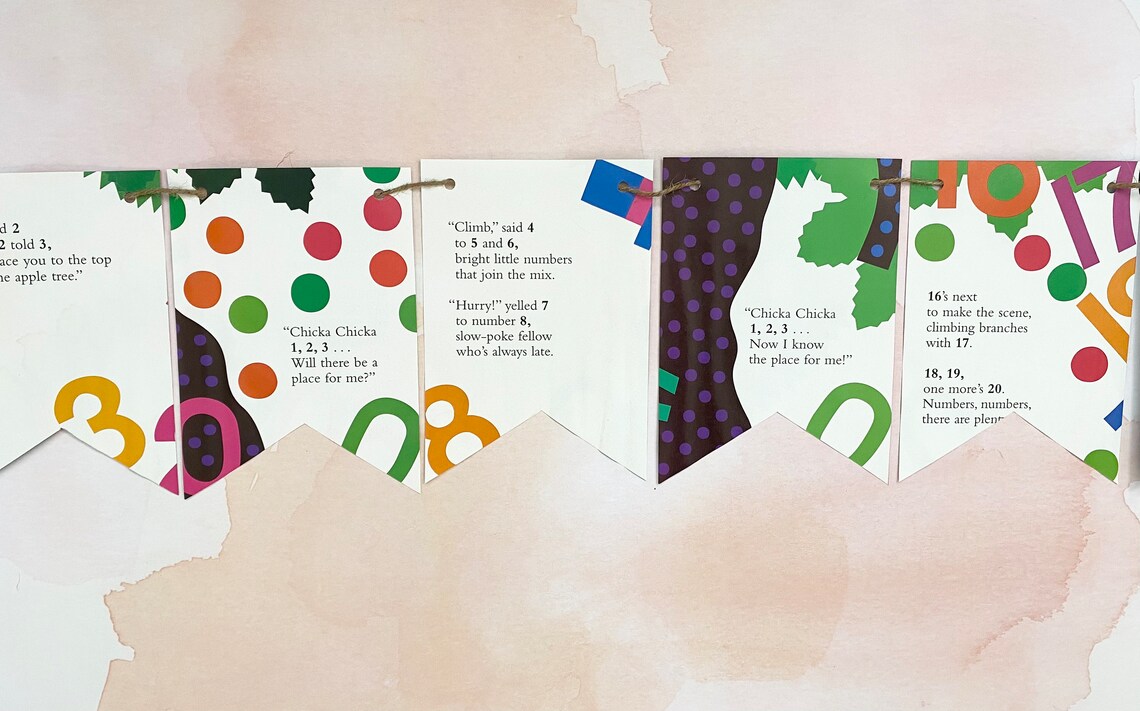 Chicka Chicka 1 2 3 Book Page Banner Bunting Garland Number Numbers ...