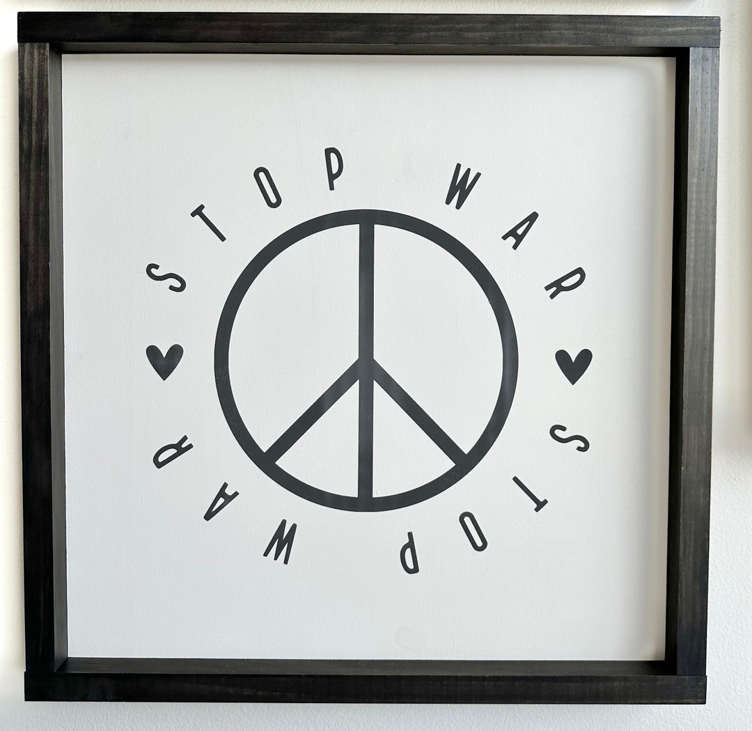PEACE Symbol Sign Stop War Painted Wood Sign Retro Teen Room Wall Decor ...