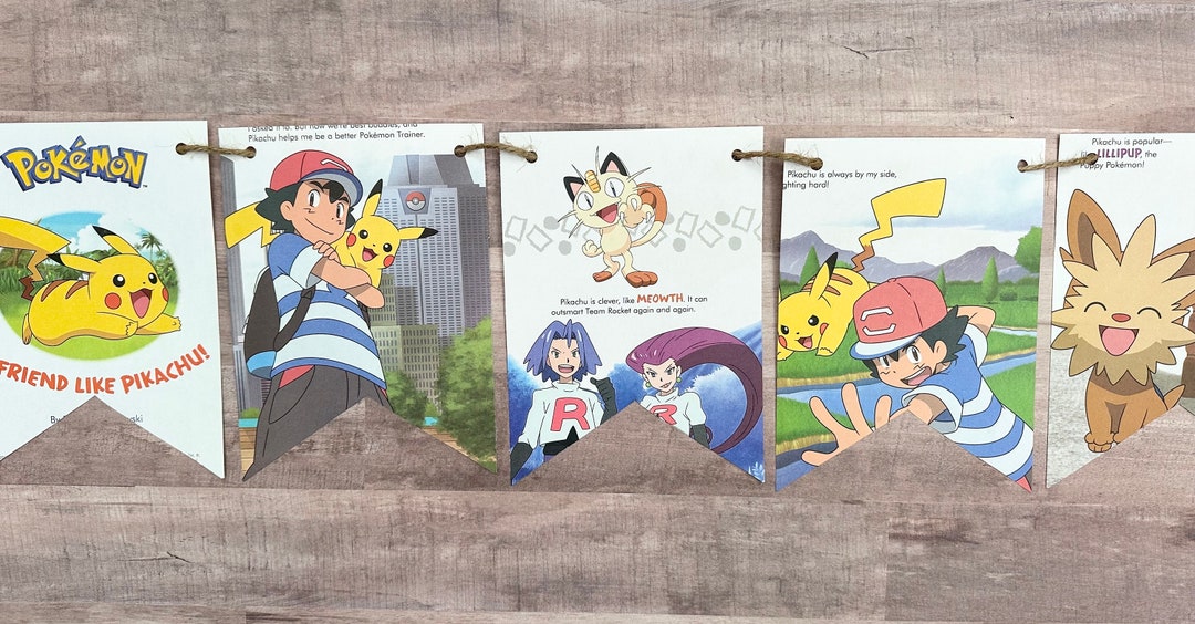 Pokémon Pikachu Themed Book Page Banner Birthday Party Decor Decoration ...