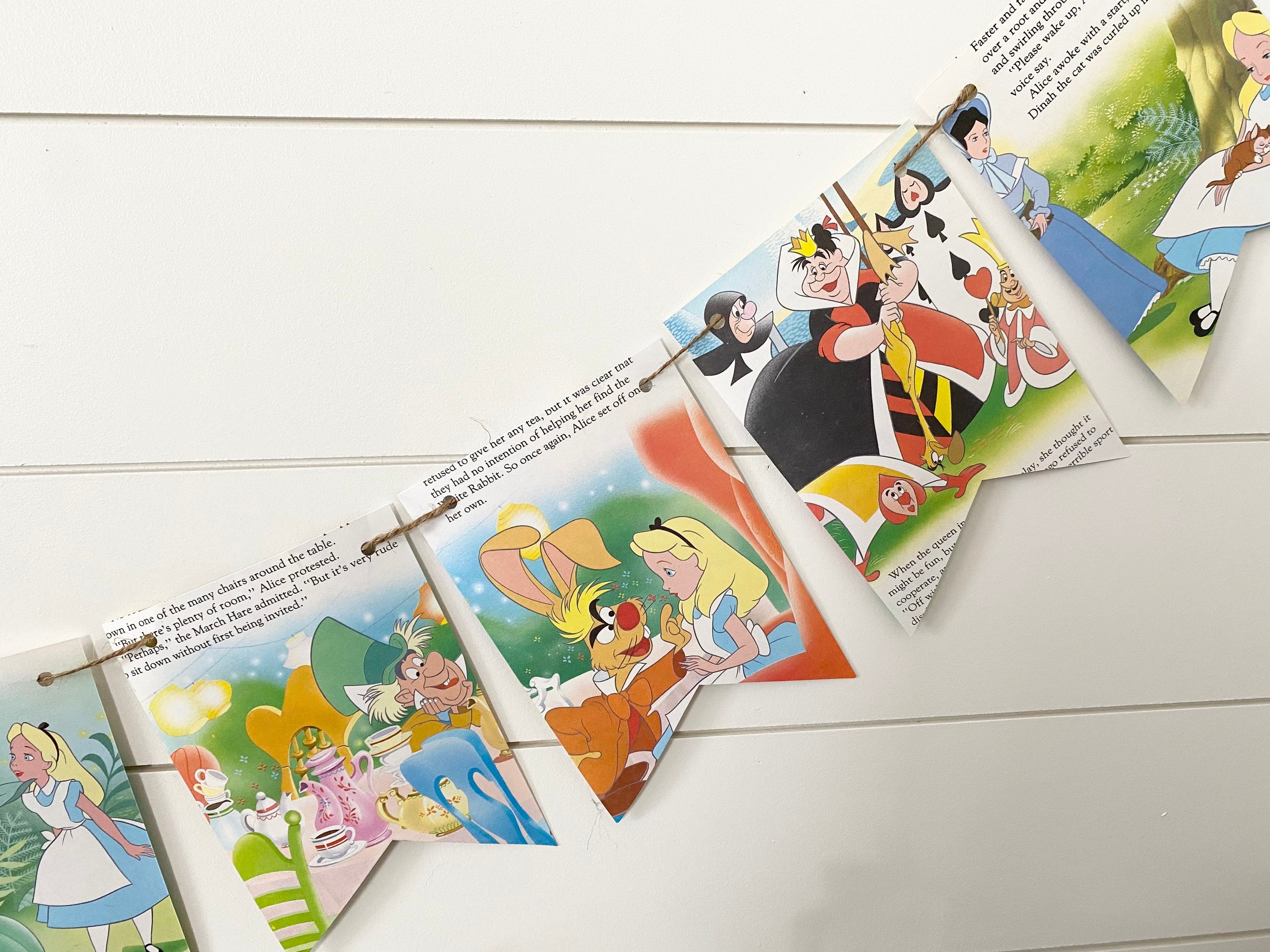 ALICE IN WONDERLAND Book Page Banner Bunting Garland Decoration Party ...