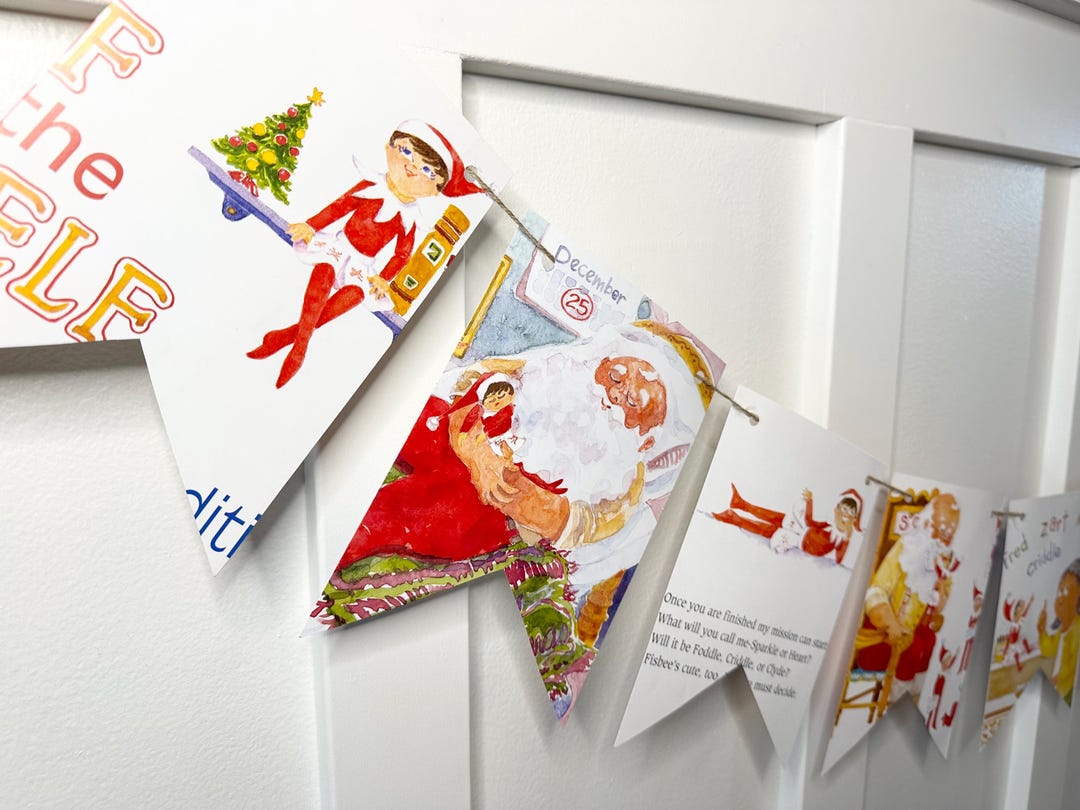 Christmas ELF Book Page Banner Bunting Garland Decoration Party Decor ...