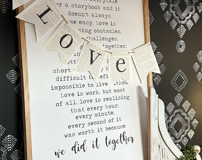 LOVE Book Page Banner Paper Garland Bunting Sign WEDDING Valentine - Etsy