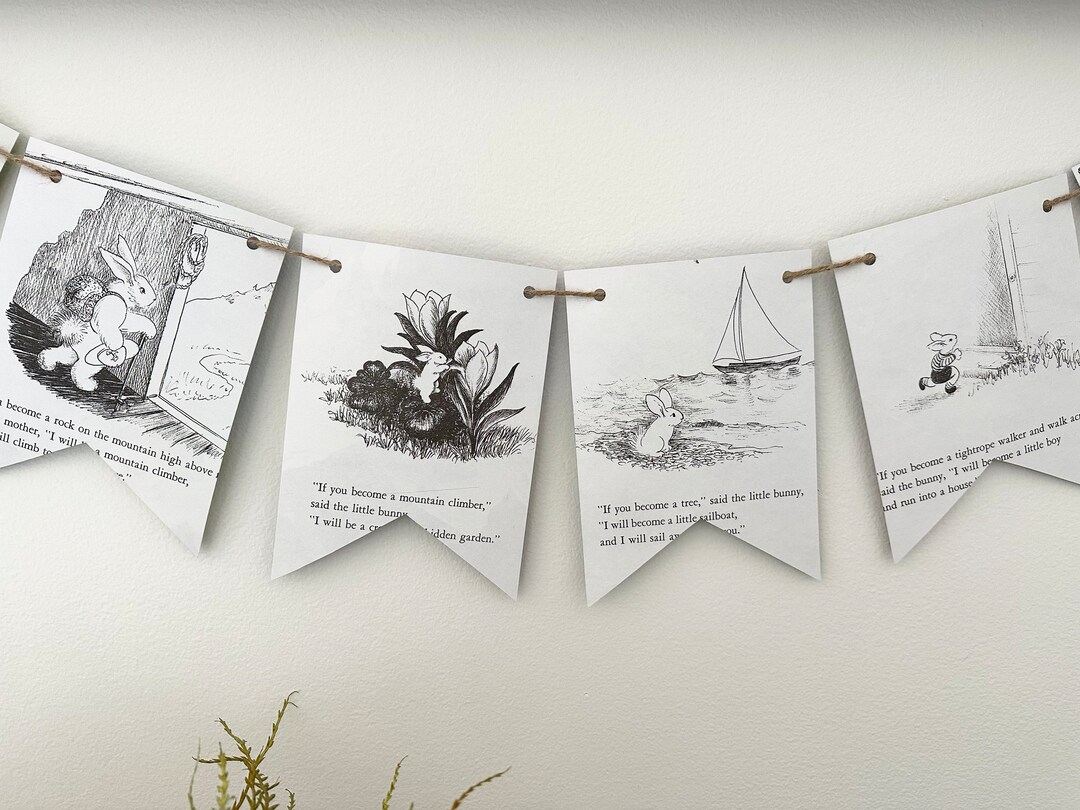 The Runaway Bunny Book Page Banner Garland Nursery Baby Shower Birthday ...