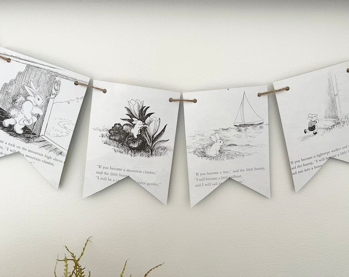 The Runaway Bunny Book Page Banner Garland Nursery Baby Shower Birthday ...