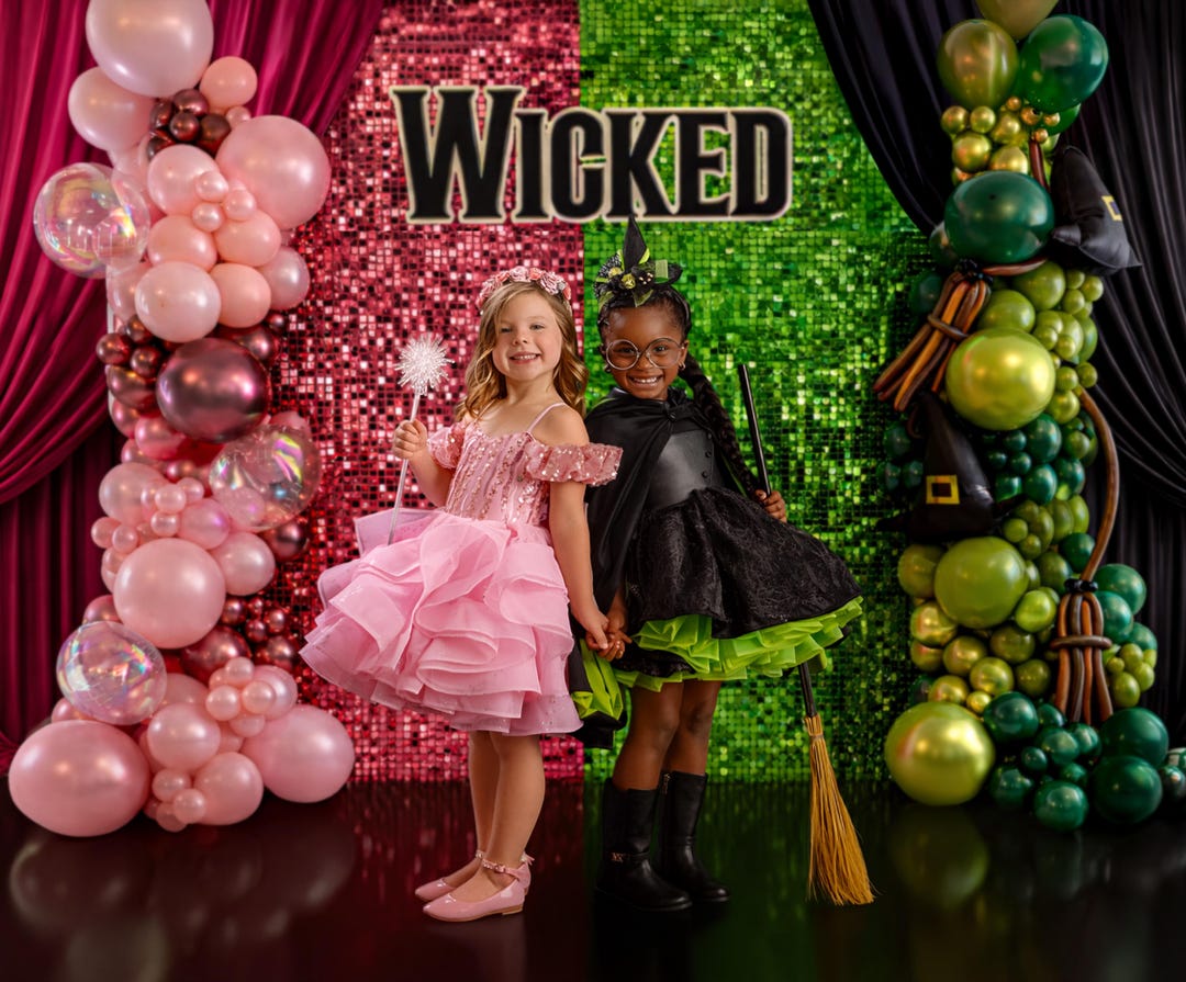 Wicked Inspired Photography Backdrop | Pink & Green Sequin Design (PNG ...
