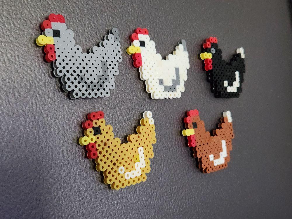 Perler / Melty Bead Chicken Magnet Set - Etsy