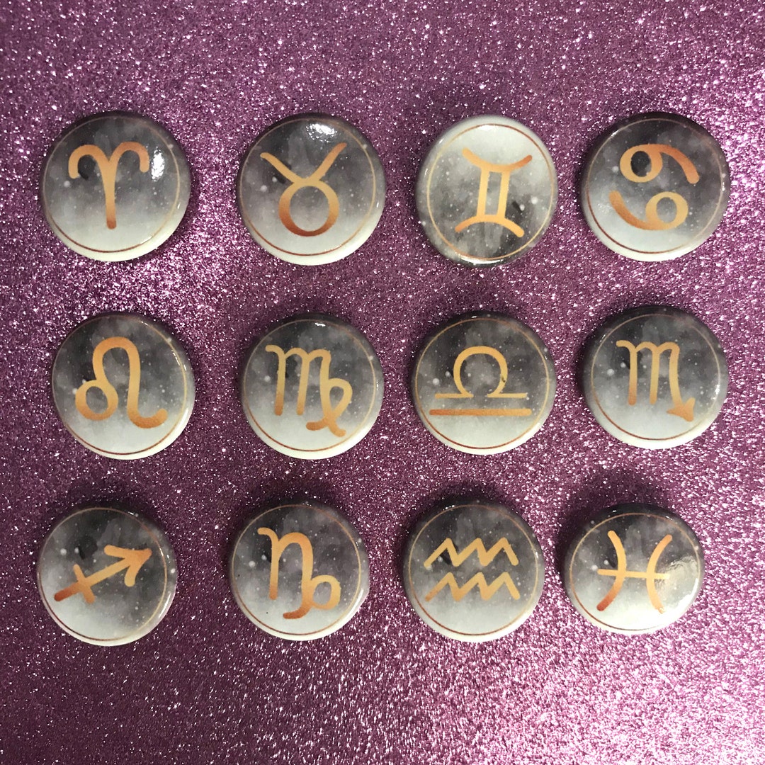 SALE Zodiac Button Pins - Etsy