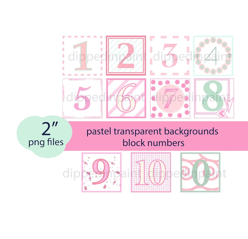 Numbers, 2 Inch, PNG, Pink, Digital, Baby Block, Transparent Background ...