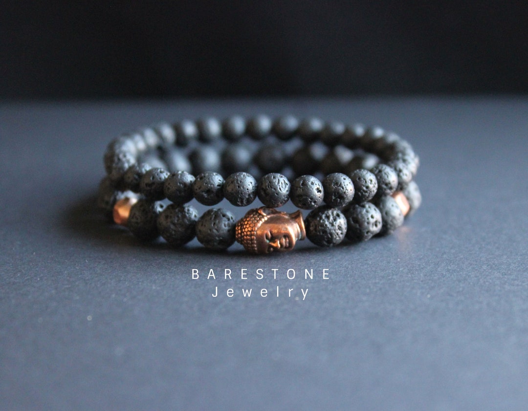 Aromatherapy Bracelet Strech Bracelet/cooper Buddha Lava Bracelet/men's ...