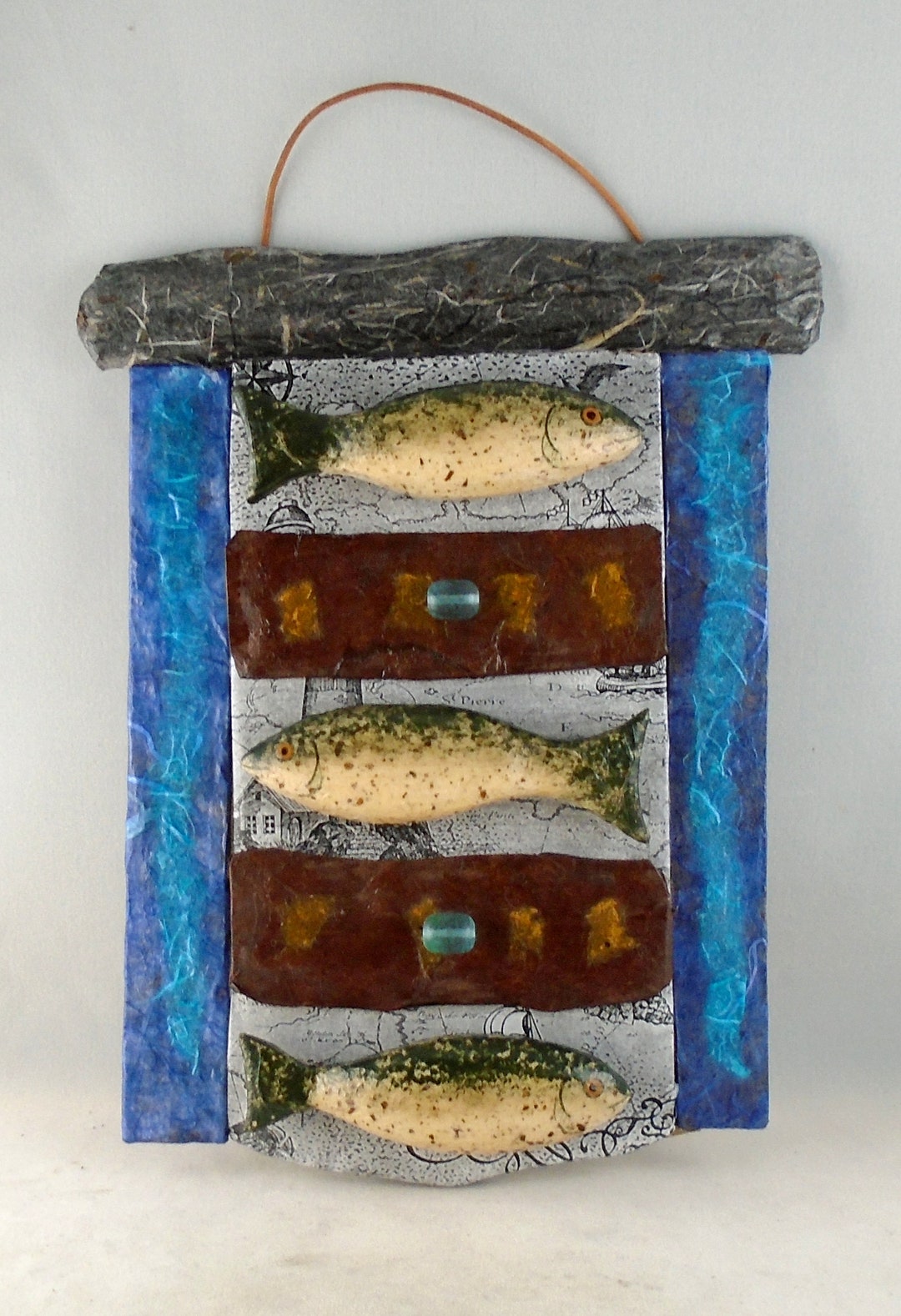 Ocean Theme Assemblage With 3 Fish - Etsy