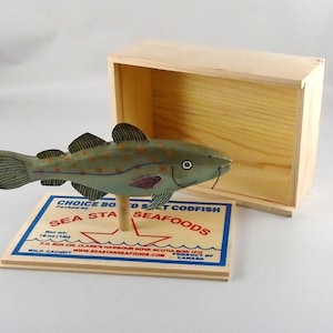 Folk Art Wood Cod Fish on Salt Cod Box - Etsy