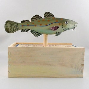 Folk Art Wood Cod Fish on Salt Cod Box - Etsy