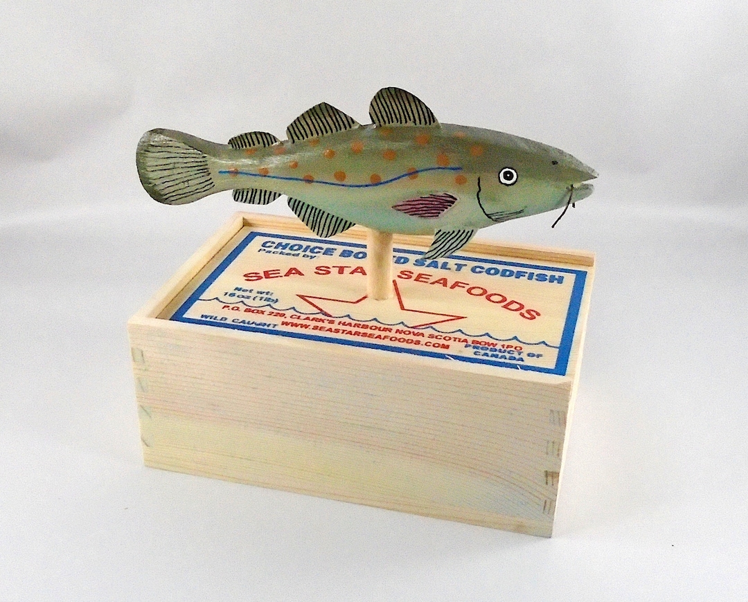 Folk Art Wood Cod Fish on Salt Cod Box - Etsy