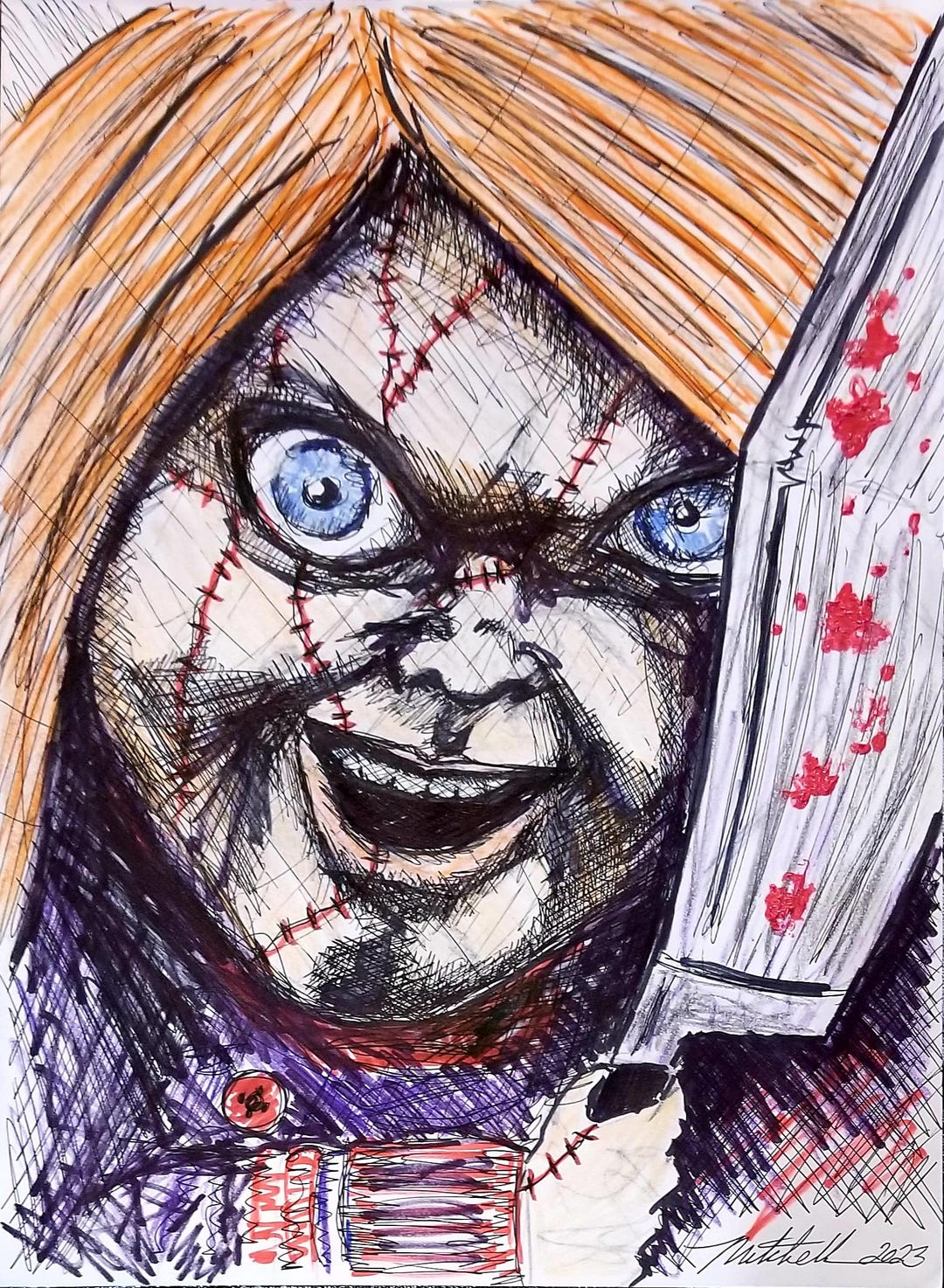 Print C1-23 of Fan Art Drawing of Chucky by Brett Mitchell Fan Art ...