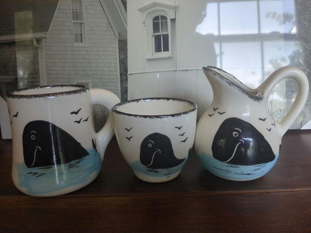 Vintage Jobi Pottery Pieces/playful Whale Design/creamer and Sugar Bowl ...