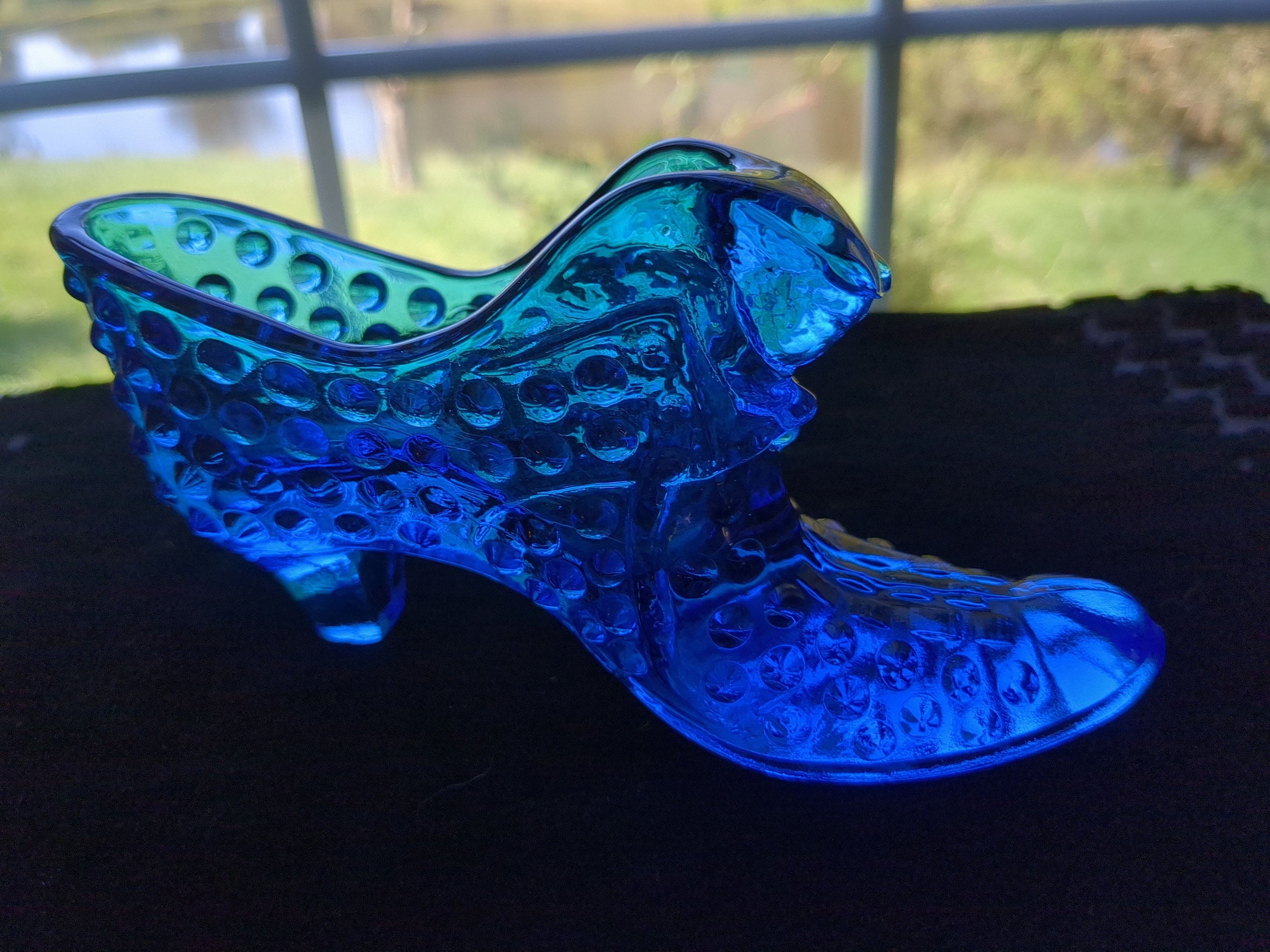 Vintage Fenton Glass Slipper/cobalt Blue/hobnail Puss and Boots Slipper ...