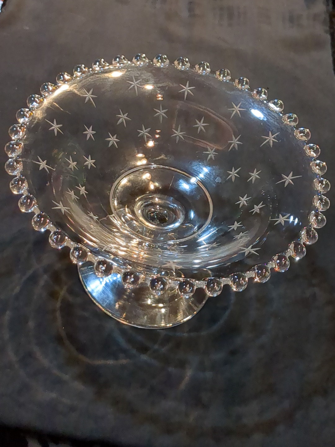Vintage Imperial Glass Wick Candy Dish With Etched - Etsy