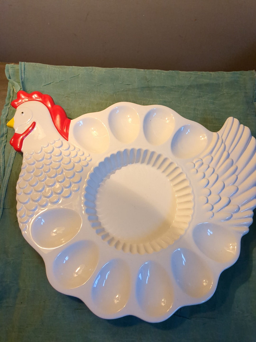 Telelora Chicken Plate/deviled Eggs Platter/great Condition/easter Decoration. - Etsy